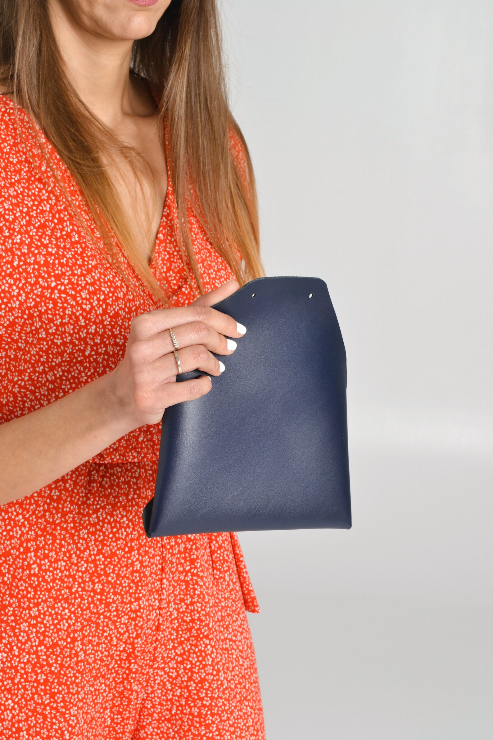 Navy Blue Leather Clutch Bag / Navy Blue Leather Bag / Blue - Etsy