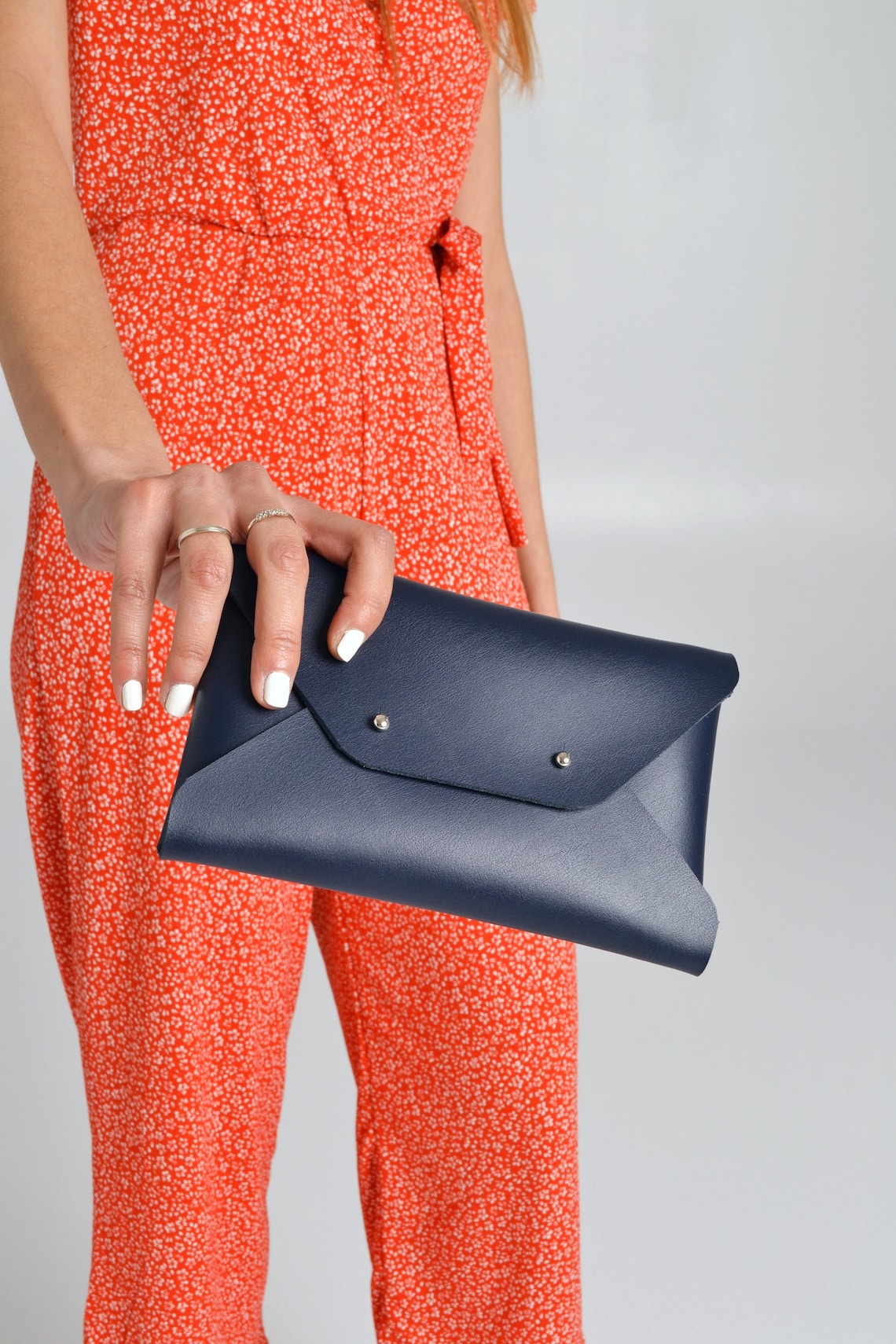 Navy Blue Leather Clutch Bag / Navy Blue Leather Bag / Blue - Etsy
