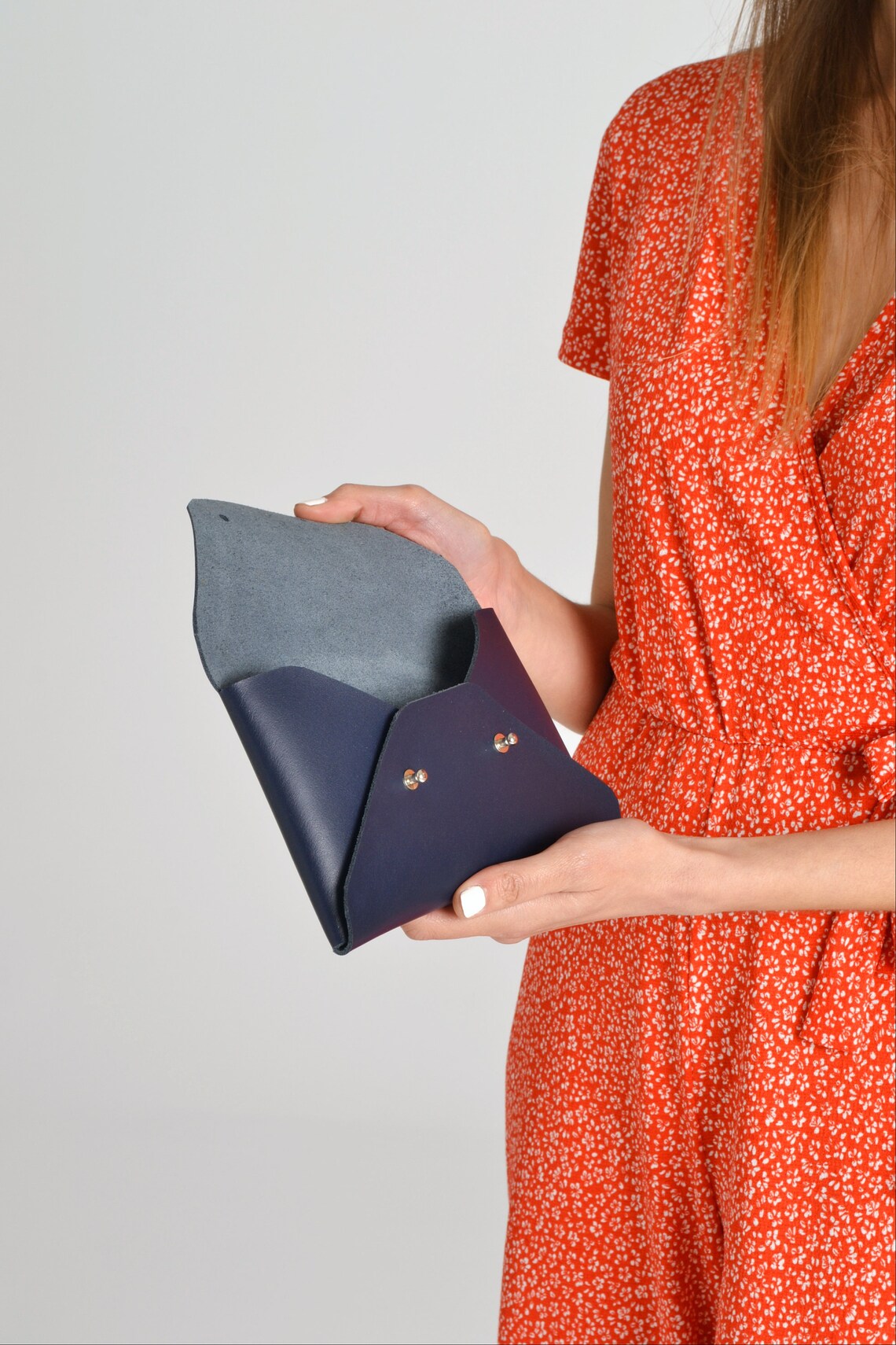 Navy Blue Leather Clutch Bag / Navy Blue Leather Bag / Blue - Etsy