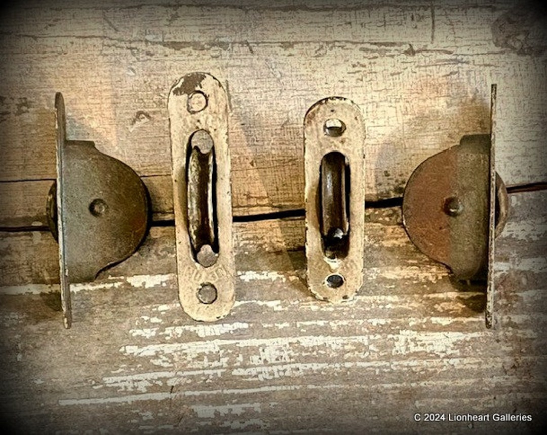 Vintage Window Sash Pulleys Set of 4 Painted Iron Pulley Hardware ...