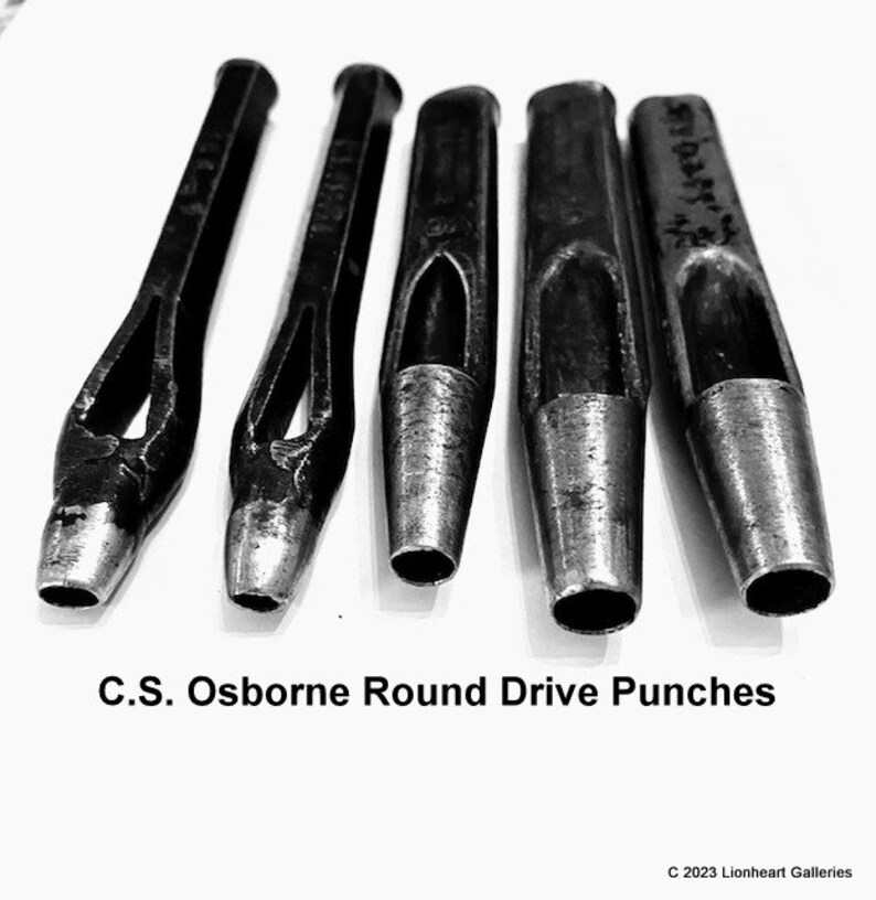 Vintage C.S. Osborne Leather Hole Punch Set: Round Drive Punches, Tool ...