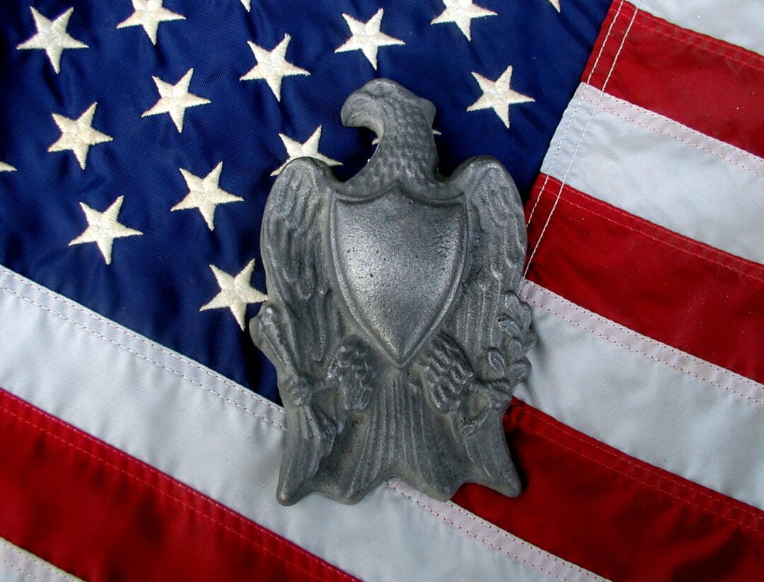 Vintage American Eagle Patriotic Plaque Metal Casting Coat of Arms Cast ...