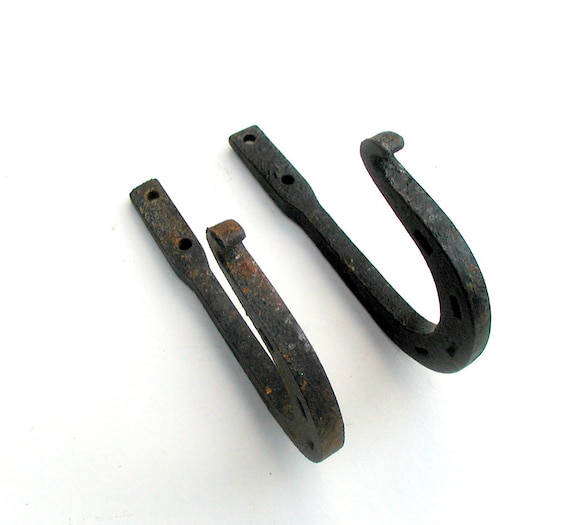 Vintage Pair Wrought Iron Coat Hooks Handmade Primitive - Etsy