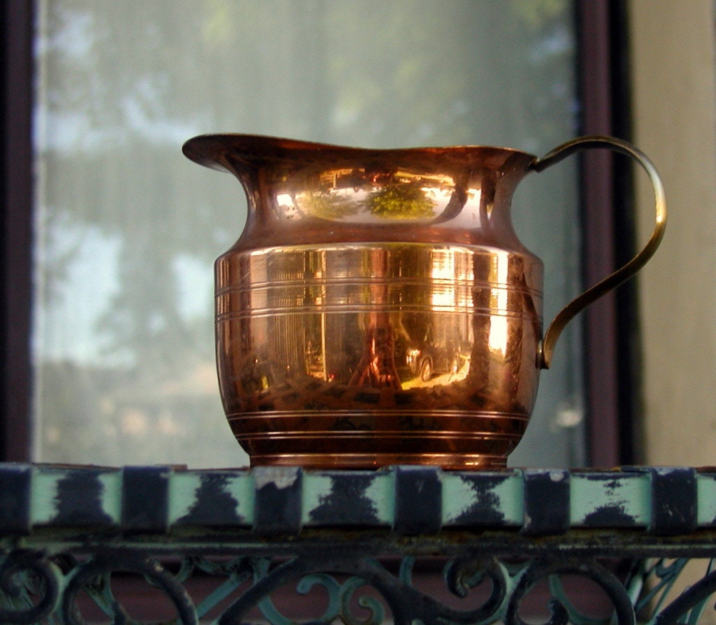 Primitive Copper Clad Tin Pitcher One Pint Liquid Creamer - Etsy