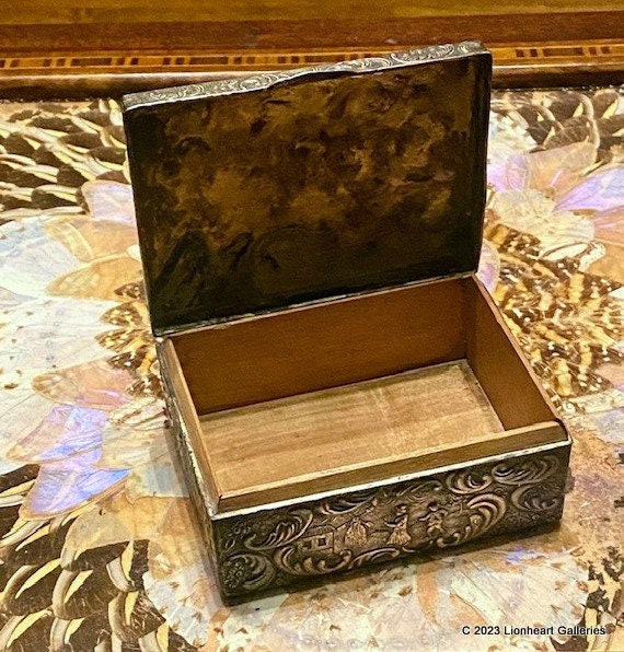 Vintage Bronze Washed Metal Trinket Box Stash Box Jew… - Gem