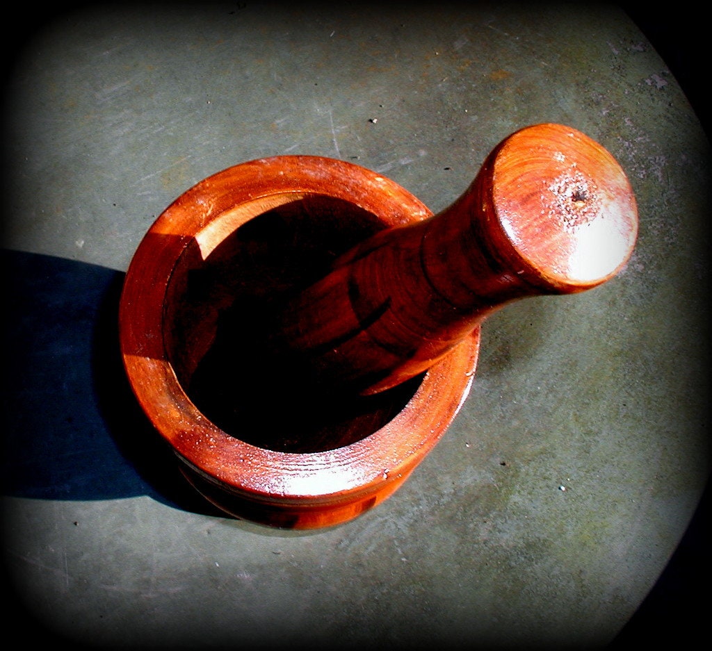 Large Wooden Mortar & Pestle Set 1960s Vintage Farmhouse Kitchen ...