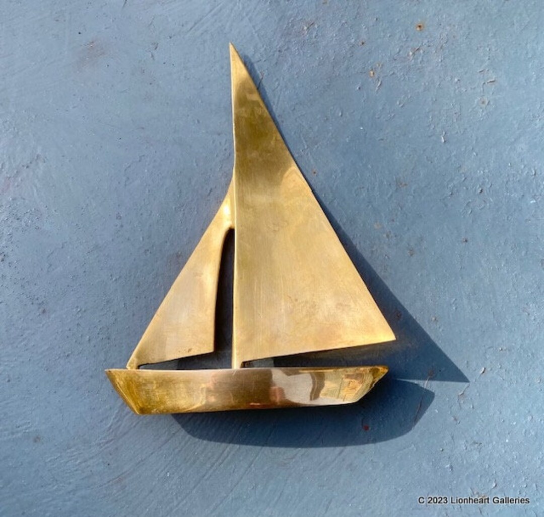 Vintage Solid Brass Sailboat Statue Nautical Desk Accessory Sailor's ...
