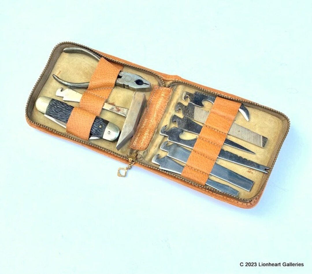 Vintage 1930s UTICA CUTLERY Deluxe Pocket Tool Kit in Pigskin Case - Etsy
