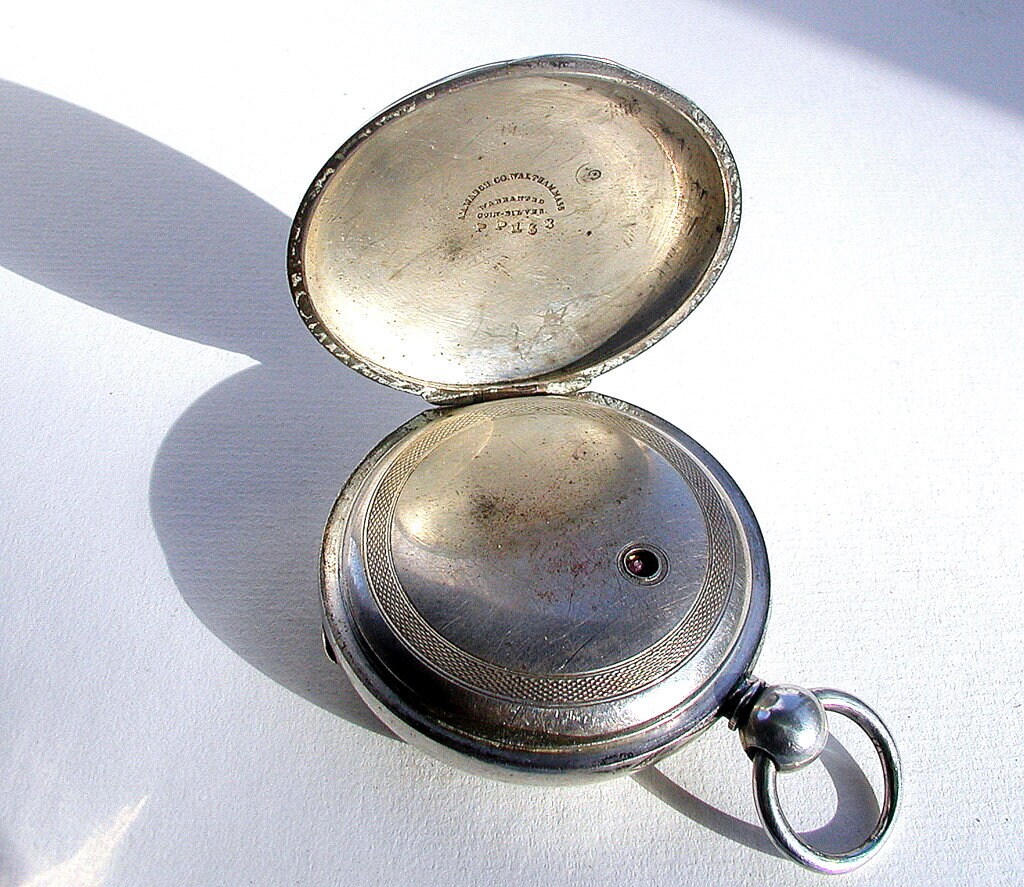 Large Antique Coin Silver Pocket Watch Illinois Watch Co. Open | Etsy