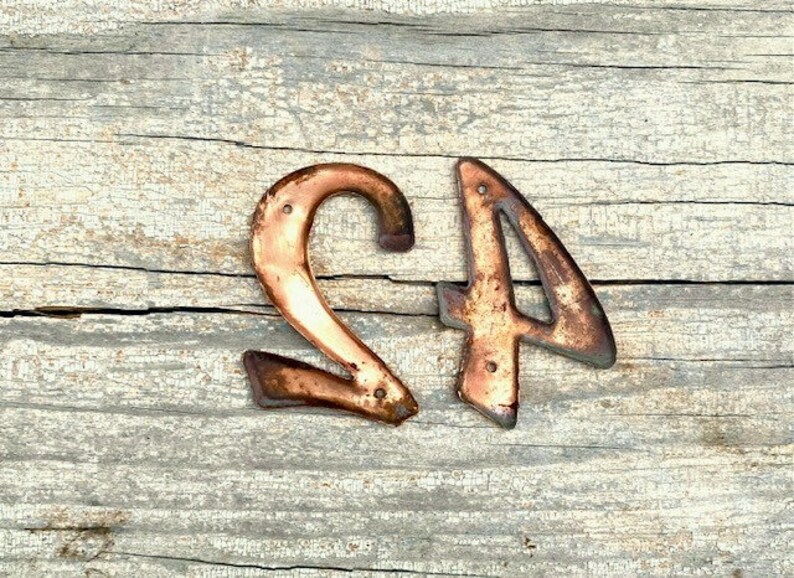 Vintage Mid Century Copper House Numbers 24 0r 42 With True Patina - Etsy