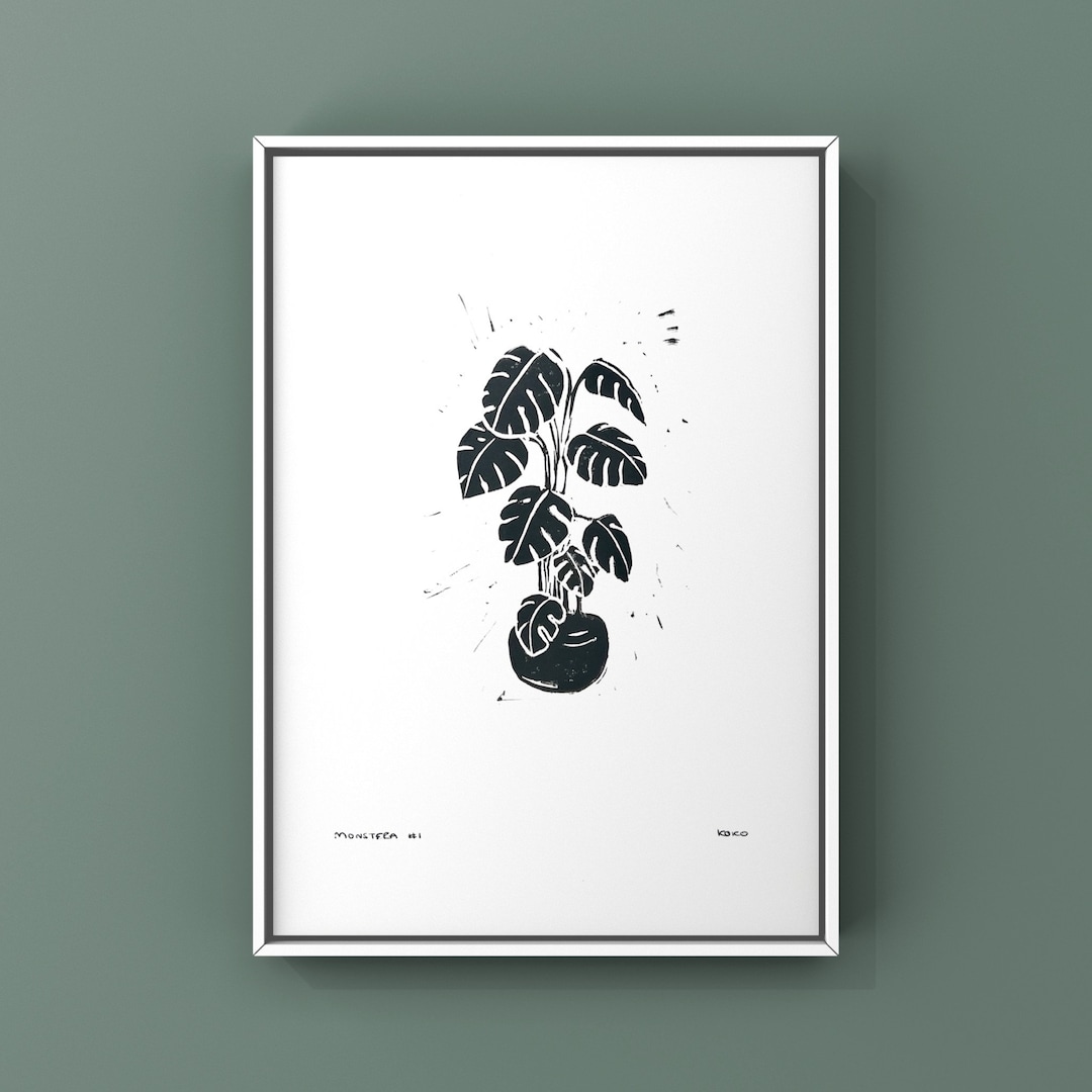Monstera #1, Cheese Plant. Original Linocut Print - Etsy