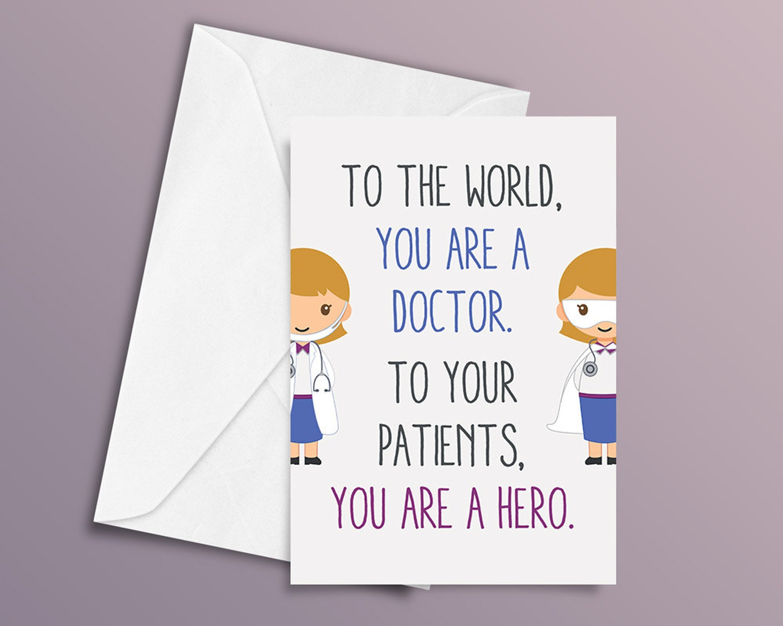 Doctor Card, Thank you card, Hero Card, Female Doctor. - Etsy España