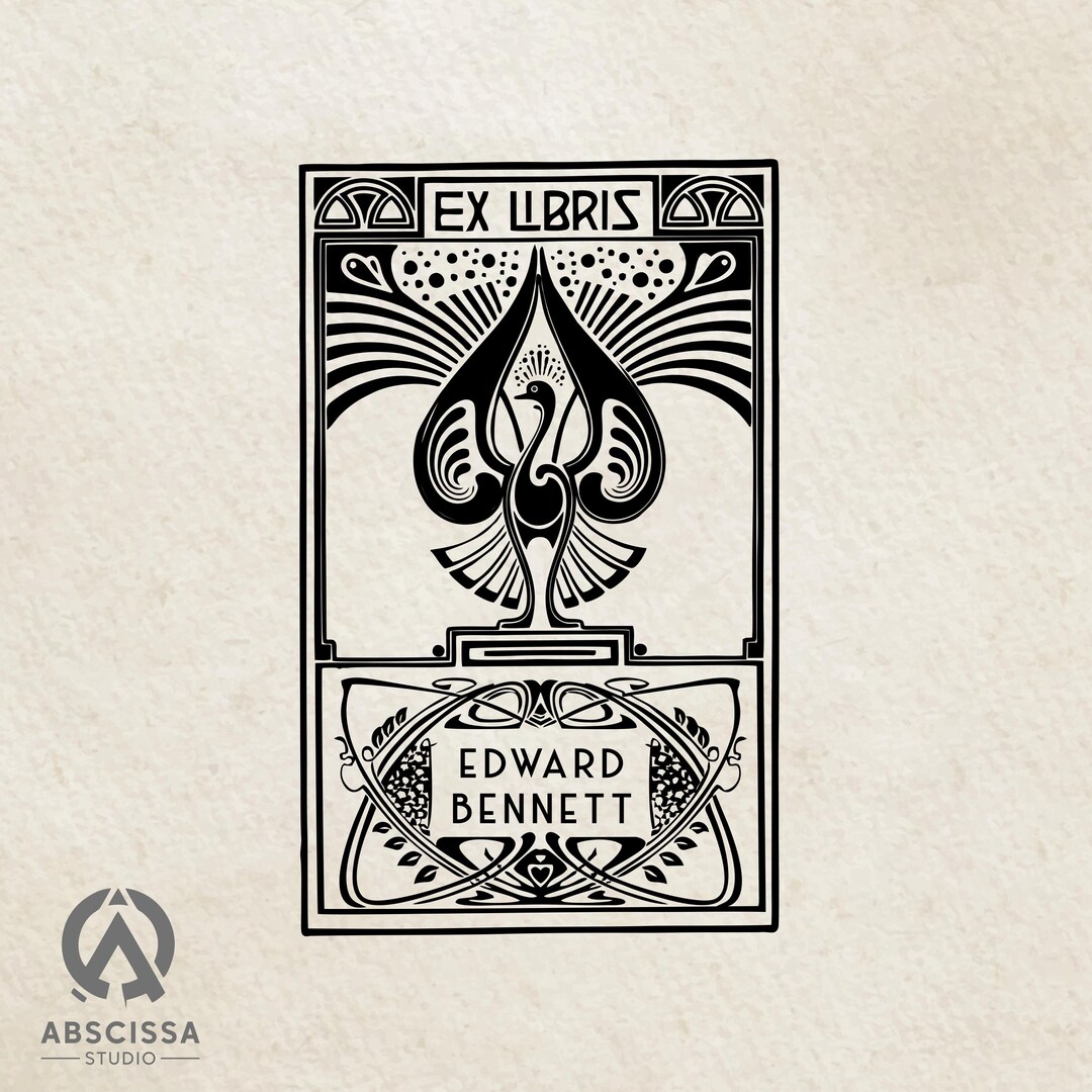 The Sovereign Bird Exlibris Stamp, Personalized Bookplate Stamp, Custom ...