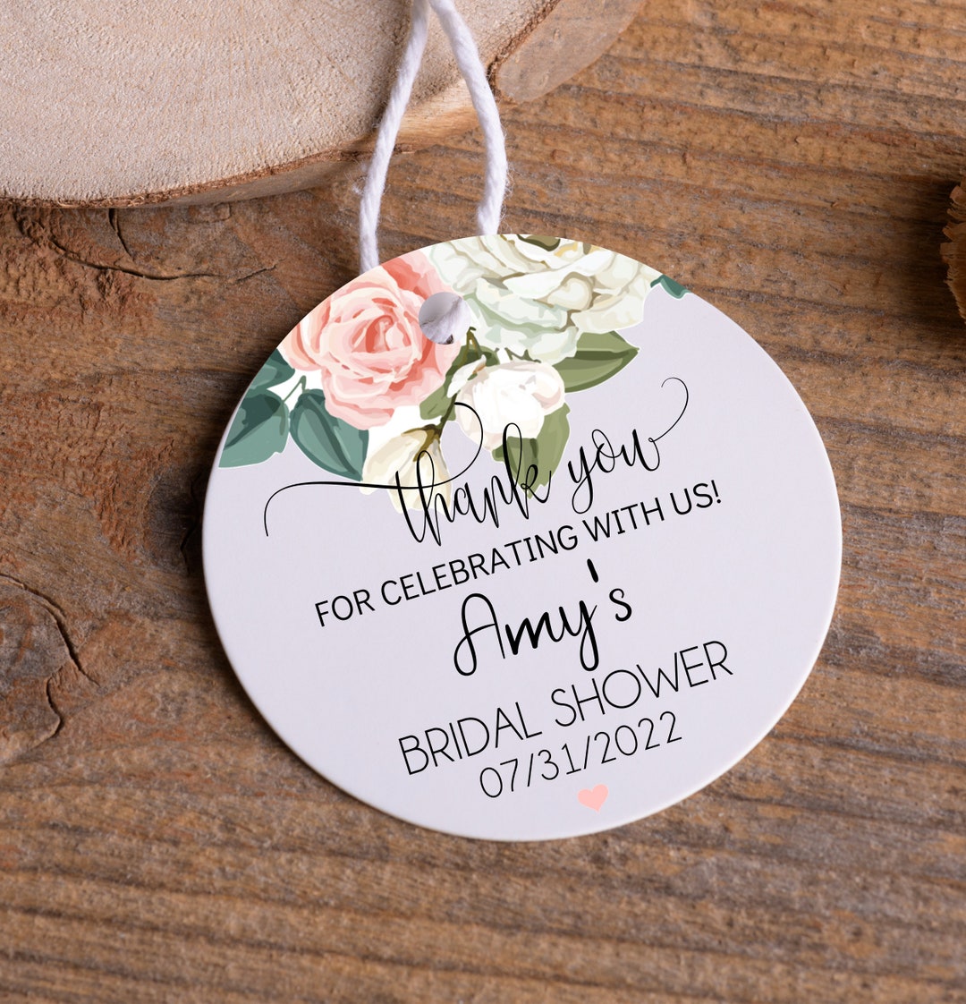 PRINTED Rose & Gold Greenery Floral Favor Tags for Mini Wine Bridal Shower Favors, Swag Goodie ...