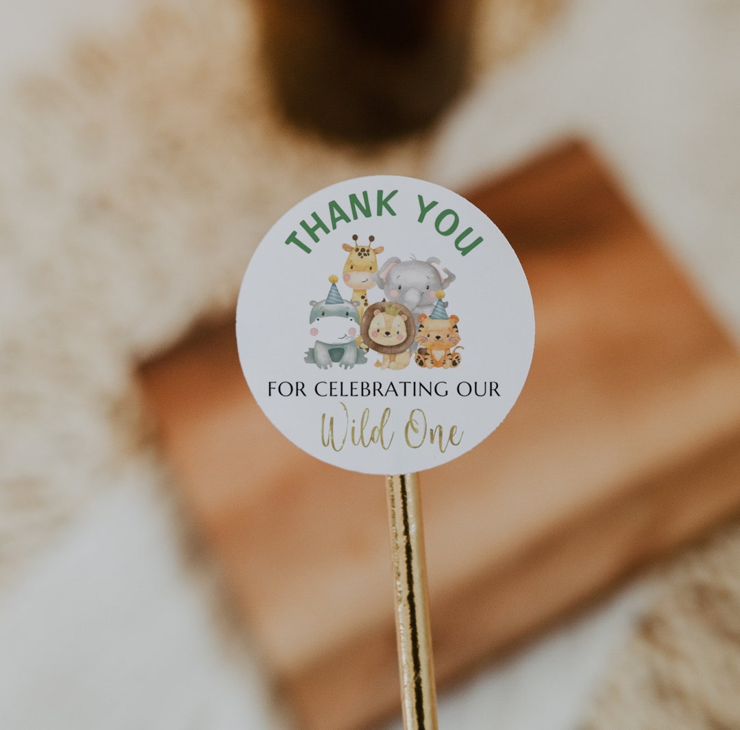 Thank You for Celebrating Our Wild One, Sticker Labels With 4x4 Zip ...