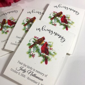 Cardinal Funeral Favors Personalized Memorial Bird Seed - Etsy