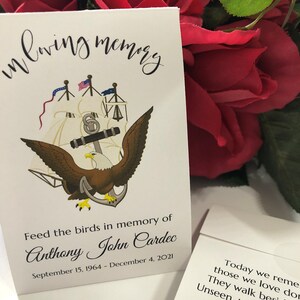 Personalized Memorial Bird Seed Packet Favors, in Loving Memory, Living ...