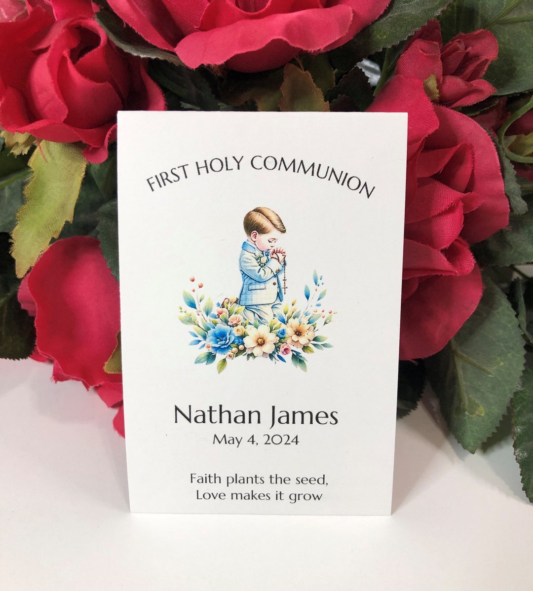 First Holy Communion Wildflower Seed Packets, FHC Gift, Personalized ...