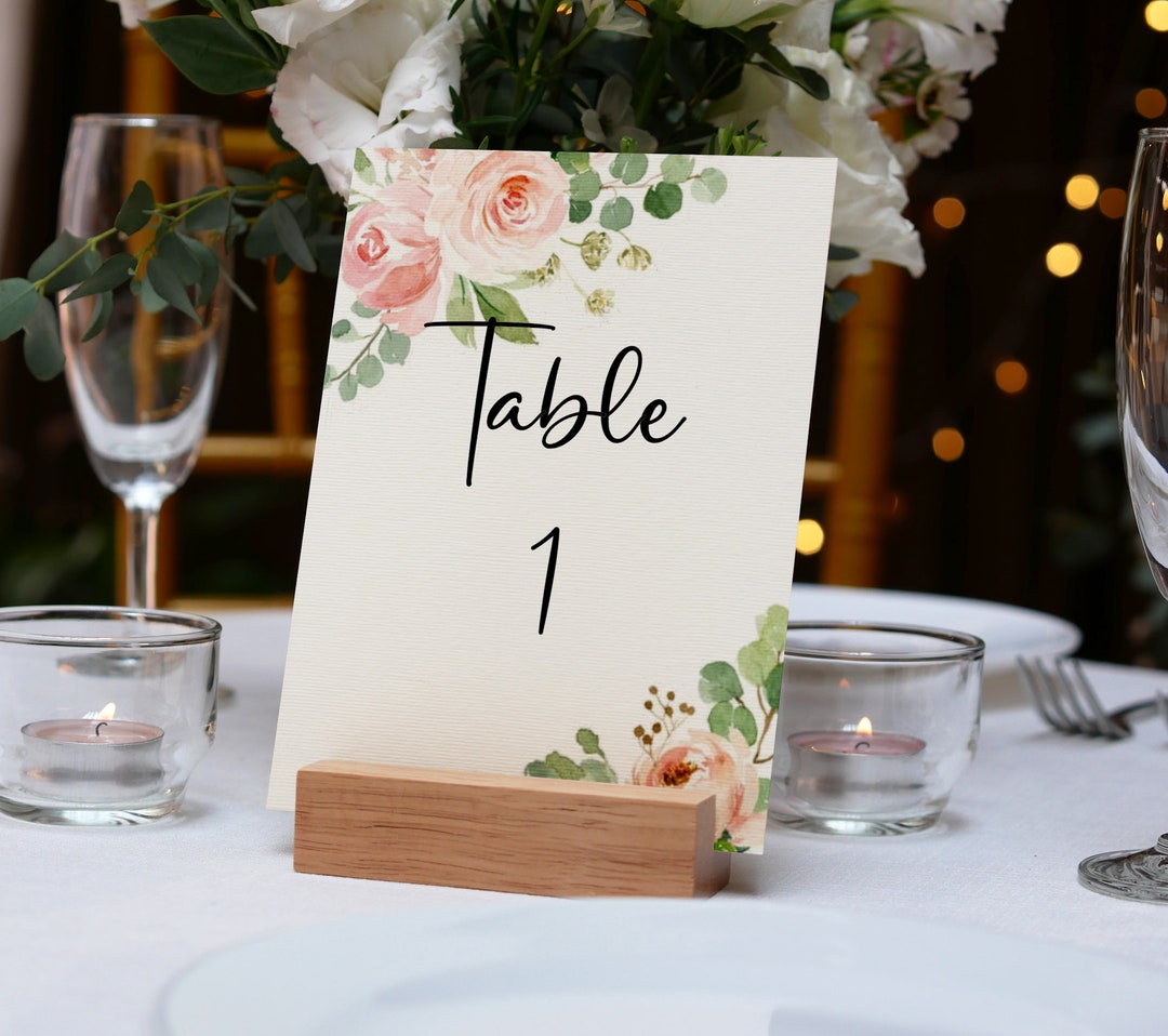 PRINTED Table Seating Numbers Gold Rose Blush Greens 4x6 - Etsy
