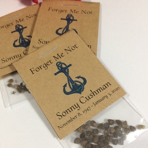 Nautical Forget Me Not Kraft Rustic Funeral Bereavement Favor, Sachet ...