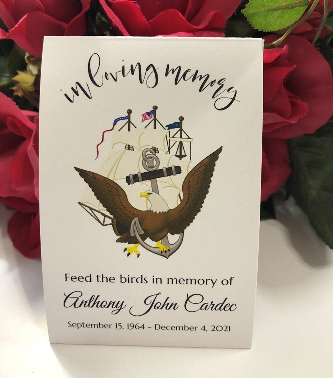 Personalized Memorial Bird Seed Packet Favors, in Loving Memory, Living ...