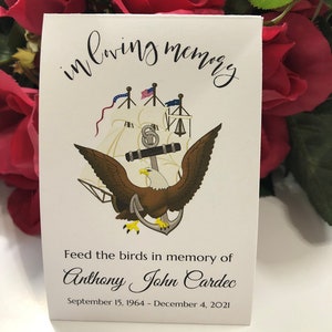 Personalized Memorial Bird Seed Packet Favors, in Loving Memory, Living ...