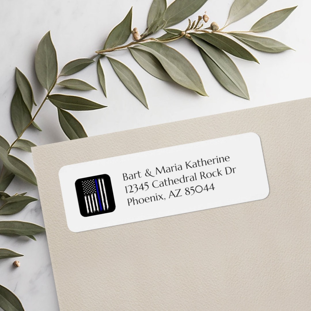 Return Address Labels, Thin Blue Line American Flag, Personalized ...