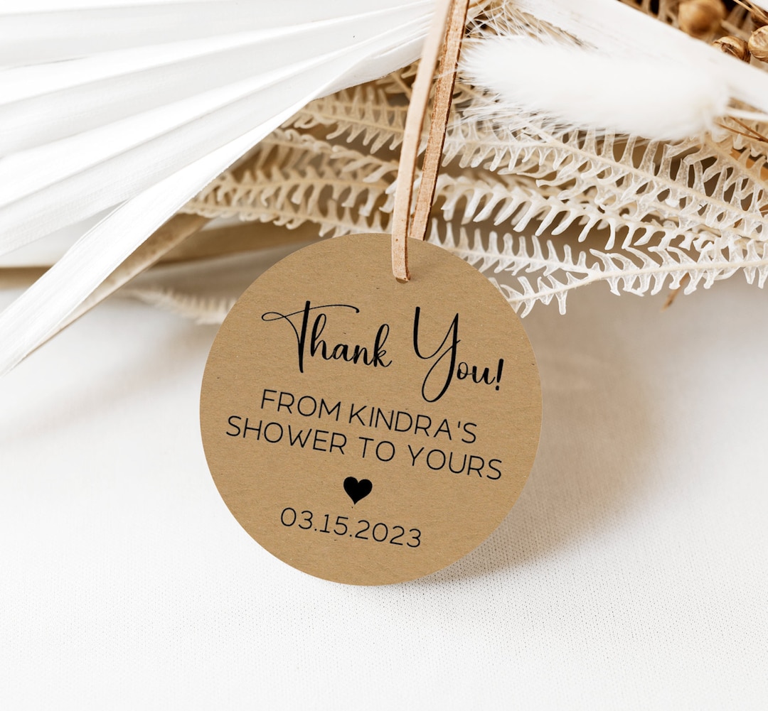 PRINTED Thank You Tags Bridal Shower Rustic Kraft Minimalist, 1.75 ...