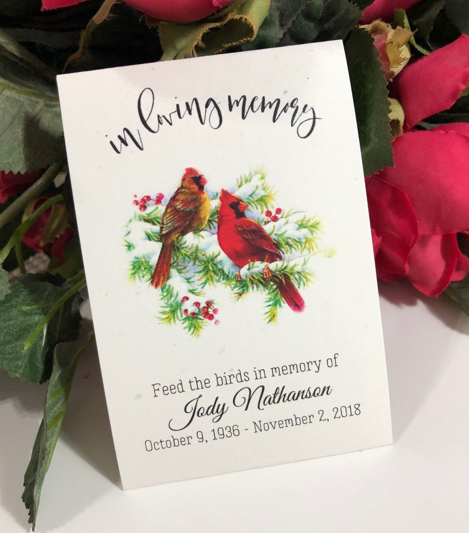 Cardinal Funeral Favors Personalized Memorial Bird Seed - Etsy