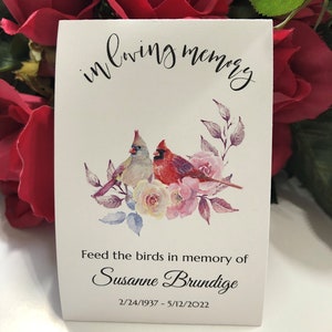 Songbirds Cardinal Funeral Favors Personalized Memorial Bird Seed ...