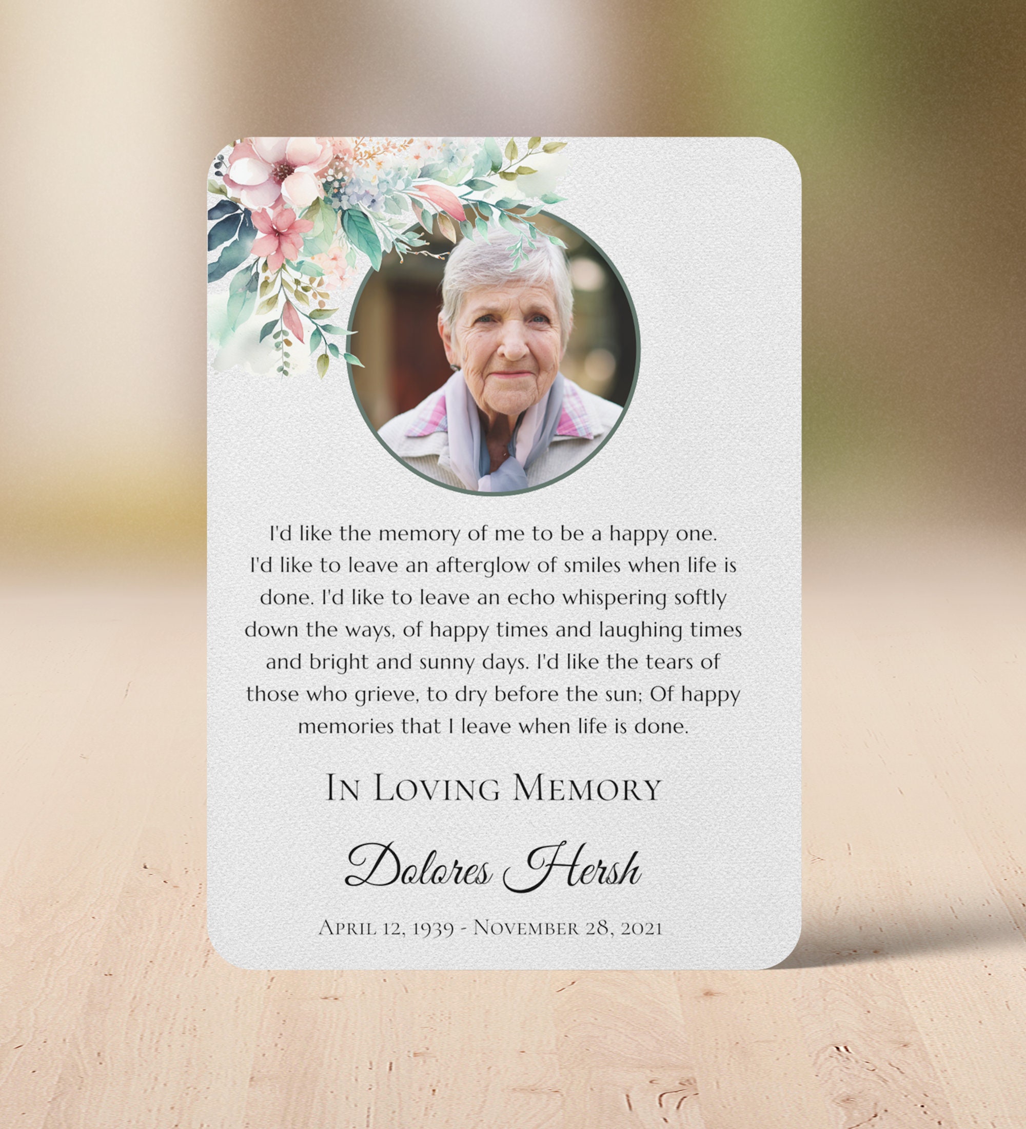 Custom Funeral Sympathy Gift, Photo Prayer Card, Afterglow Poem ...