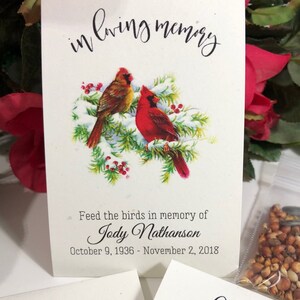 Cardinal Funeral Favors Personalized Memorial Bird Seed - Etsy