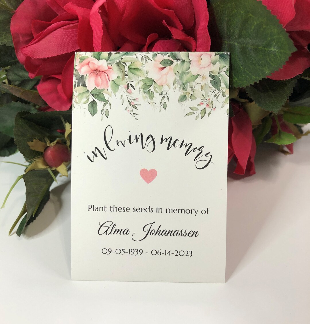 In Loving Memory Funeral Favors, Pink Floral Greenery Personalized ...