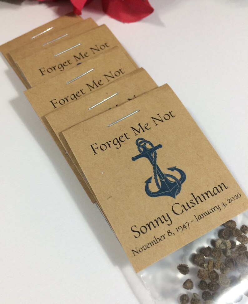 Nautical Forget Me Not Kraft Rustic Funeral Bereavement Favor | Etsy