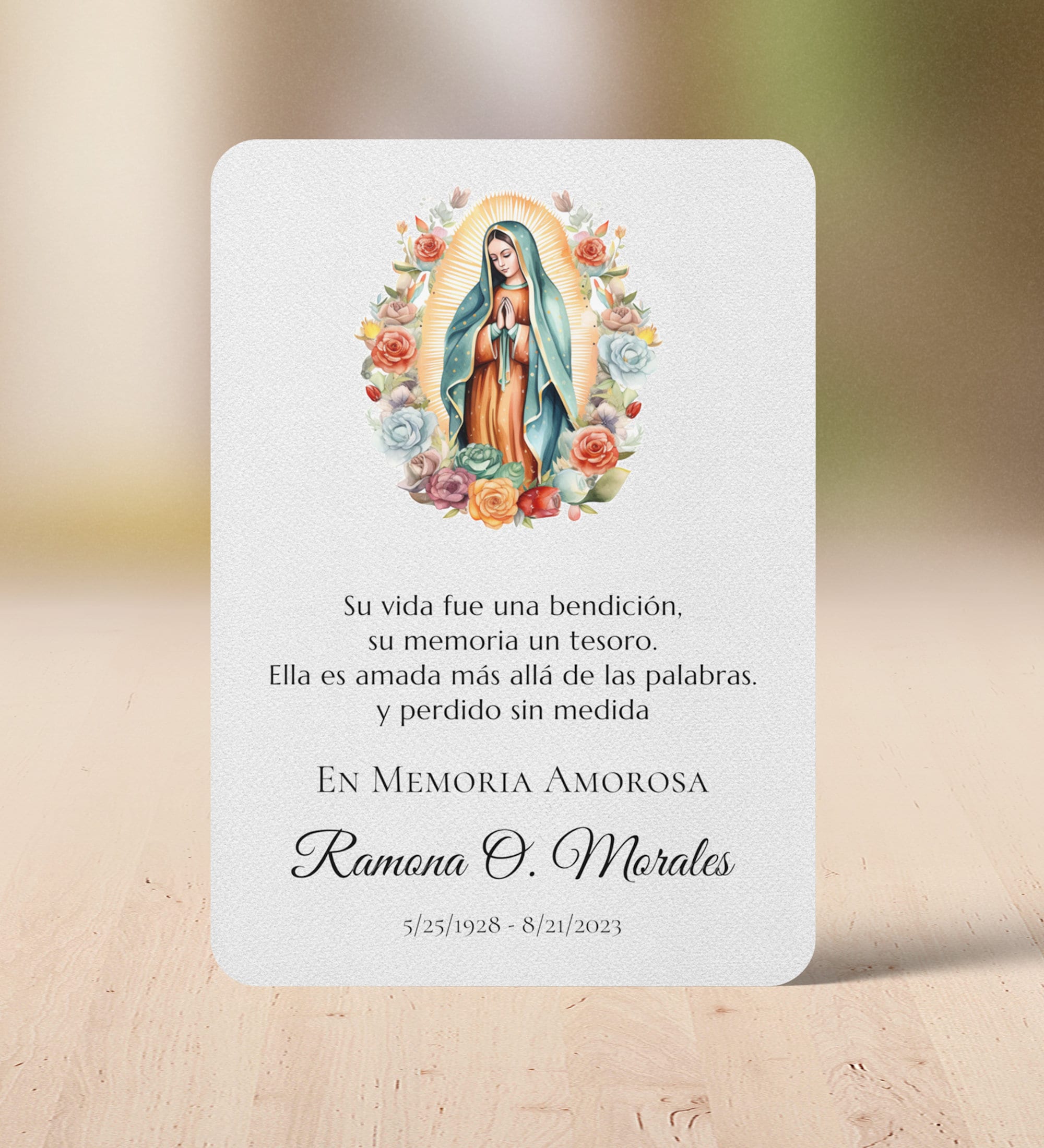 Our Lady of Guadalupe Spanish Memorial Prayer Card, Funeral Favor - Etsy