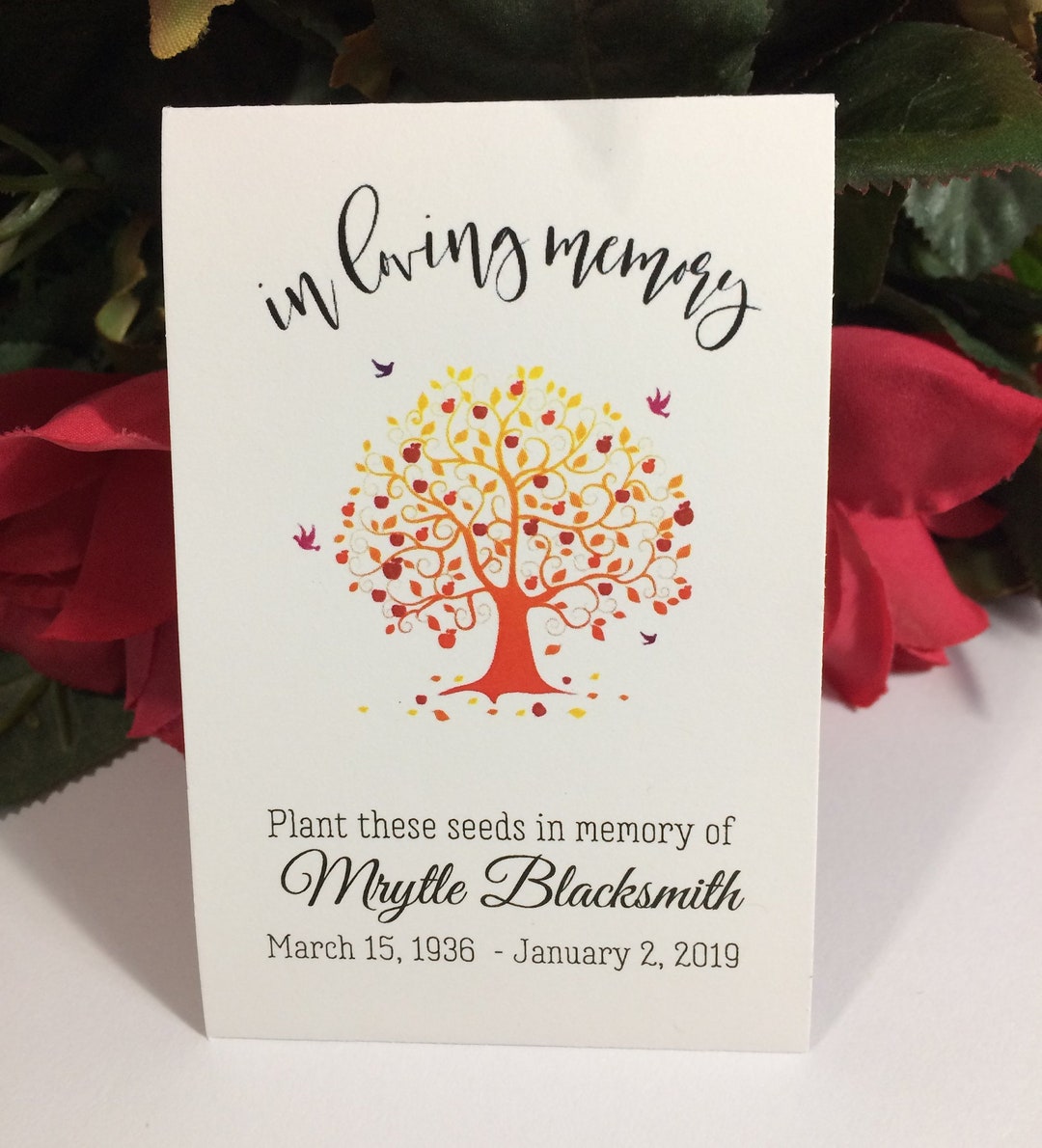 Tree of Life Funeral Gift Favors Personalized Memorial Seed Packets, in ...