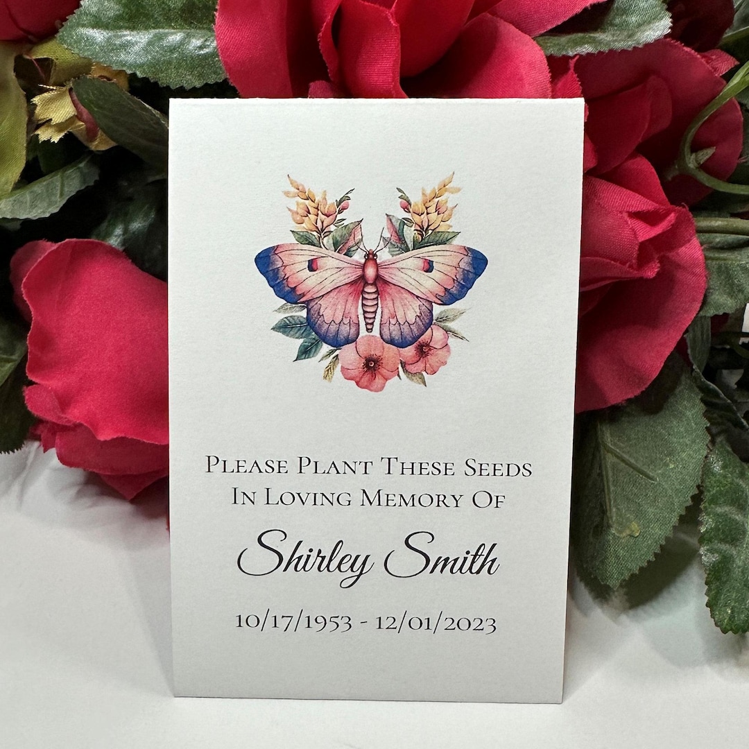 Funeral Favors Seed Packets Personalized Memorial Wildflower Seeds, in ...