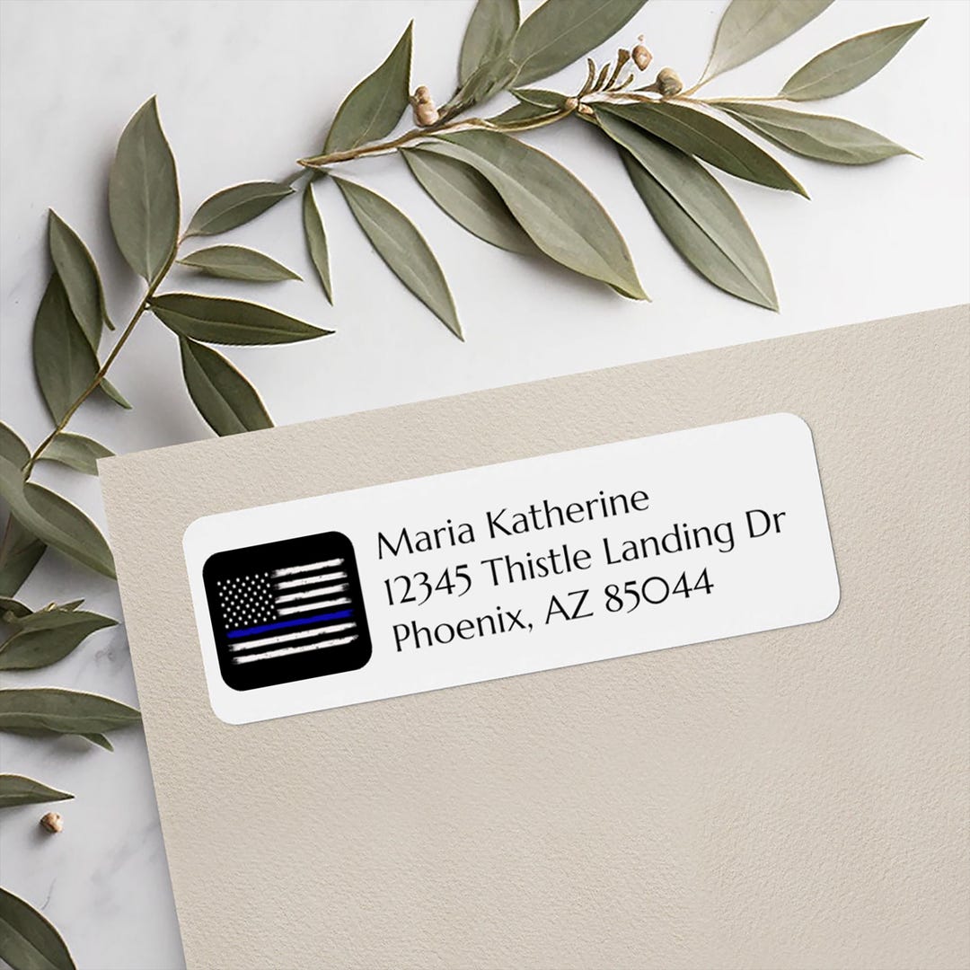 Thin Blue Line American Flag Return Address Labels, 30 per Sheet ...