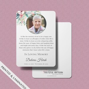 Custom Funeral Sympathy Gift, Photo Prayer Card, Afterglow Poem ...