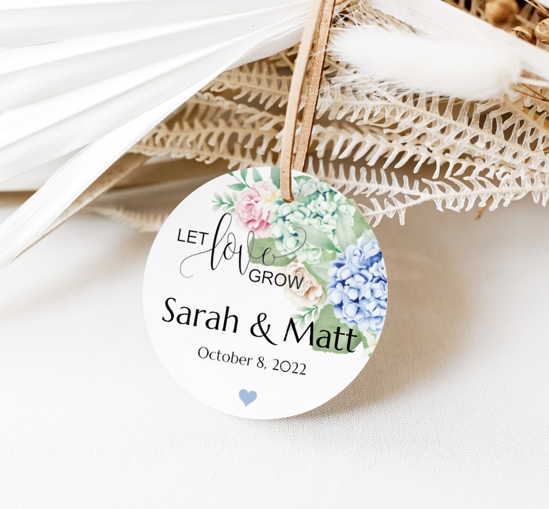 Hydrangea Wedding Favor Gift Tag Labels, Pink Blue & Green Flowers ...