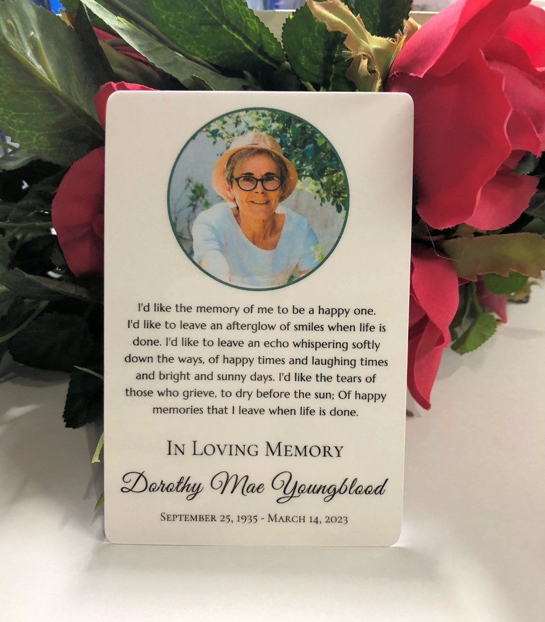 Personalized Photo Prayer Card Minimalist Afterglow Poem - Etsy