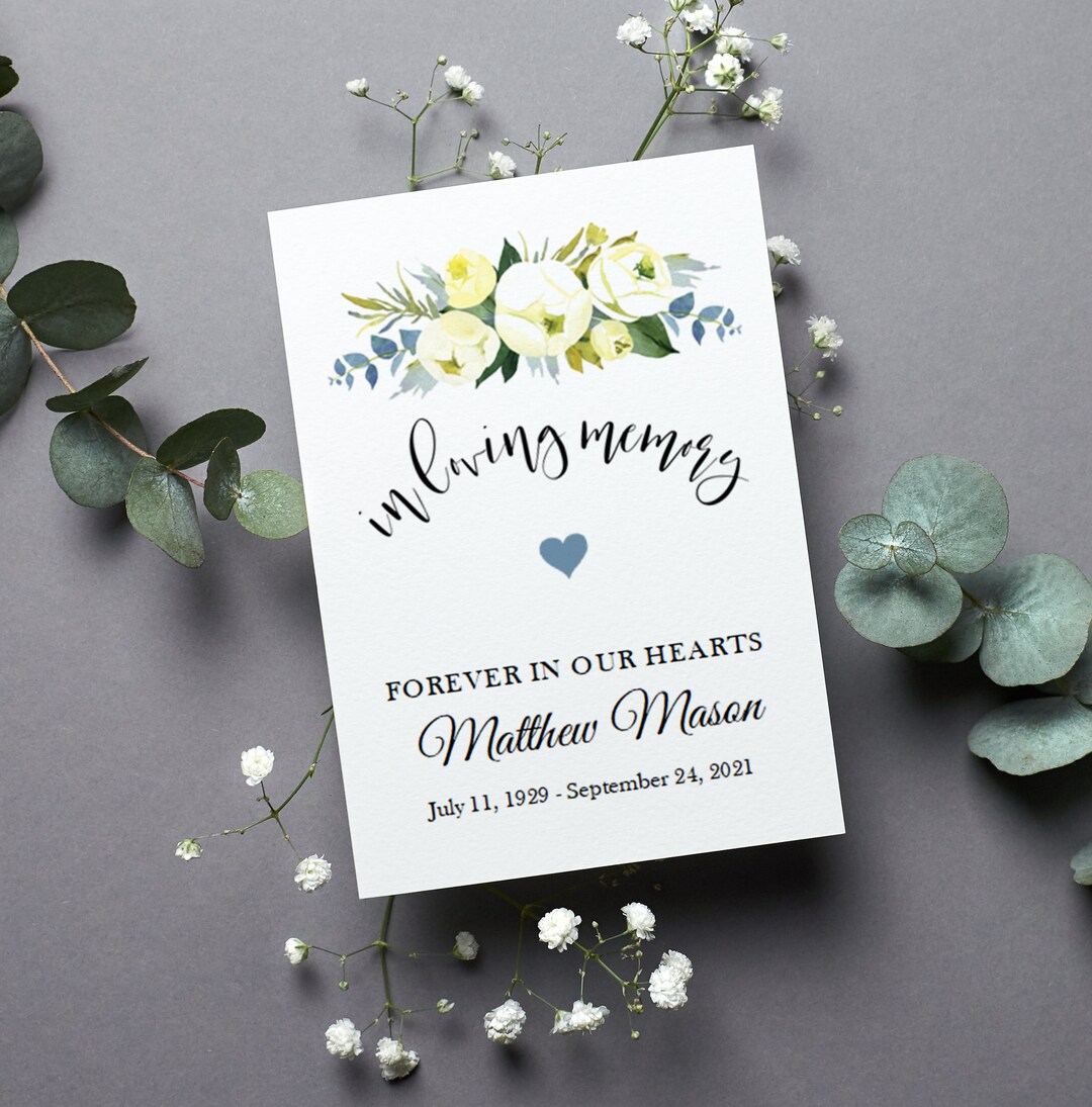 Blue Floral Forget Me Not Funeral Favors Personalized Memorial Seed ...