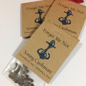 Nautical Forget Me Not Kraft Rustic Funeral Bereavement Favor, Sachet ...