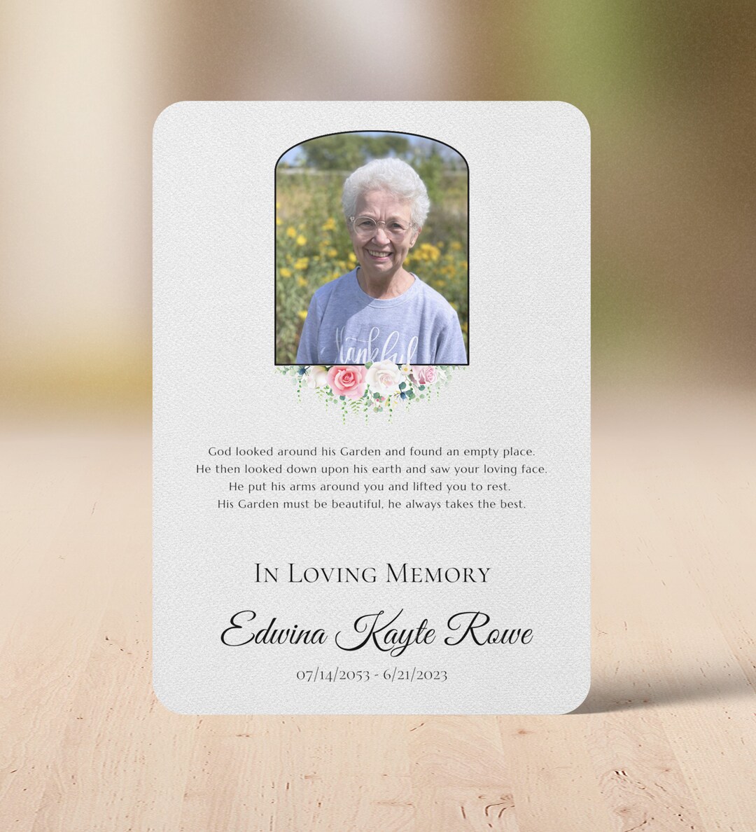 Custom Funeral Favor Prayer Card With Photo, Printed and Laminated ...