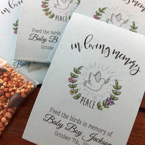 Blue Peace Dove Funeral Favors Personalized Memorial Bird Seed, in ...