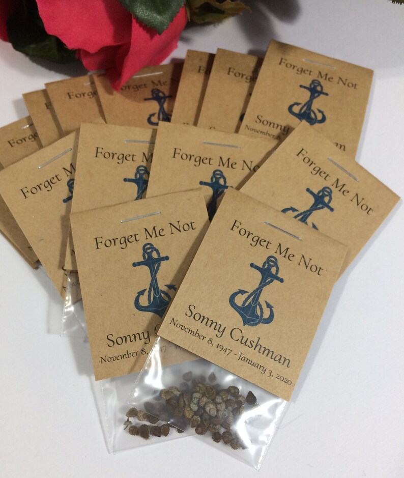 Nautical Forget Me Not Kraft Rustic Funeral Bereavement Favor | Etsy