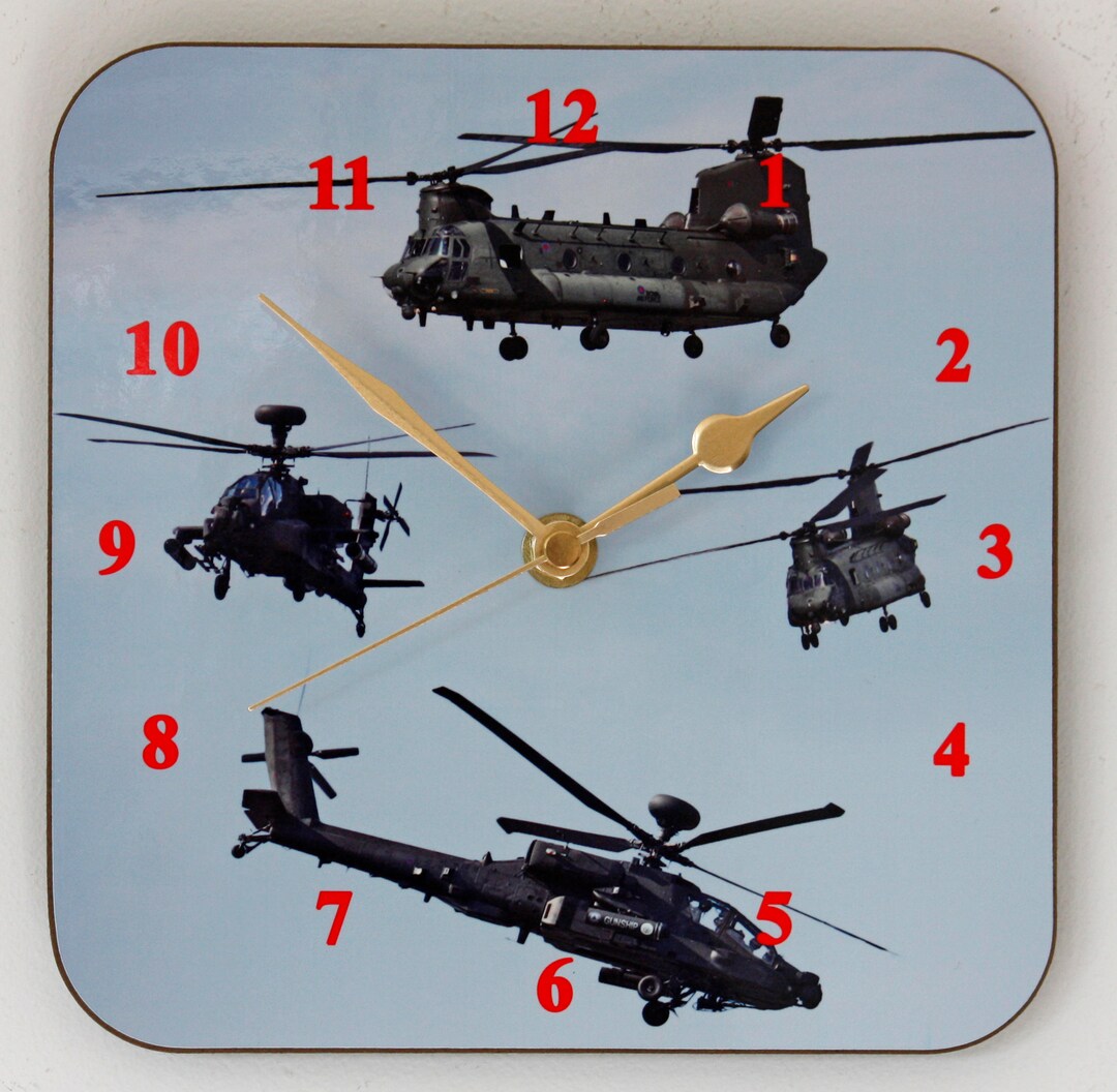 Helicopter Clock 19cm Square Wall Clock by Picture That Image, Sent ...