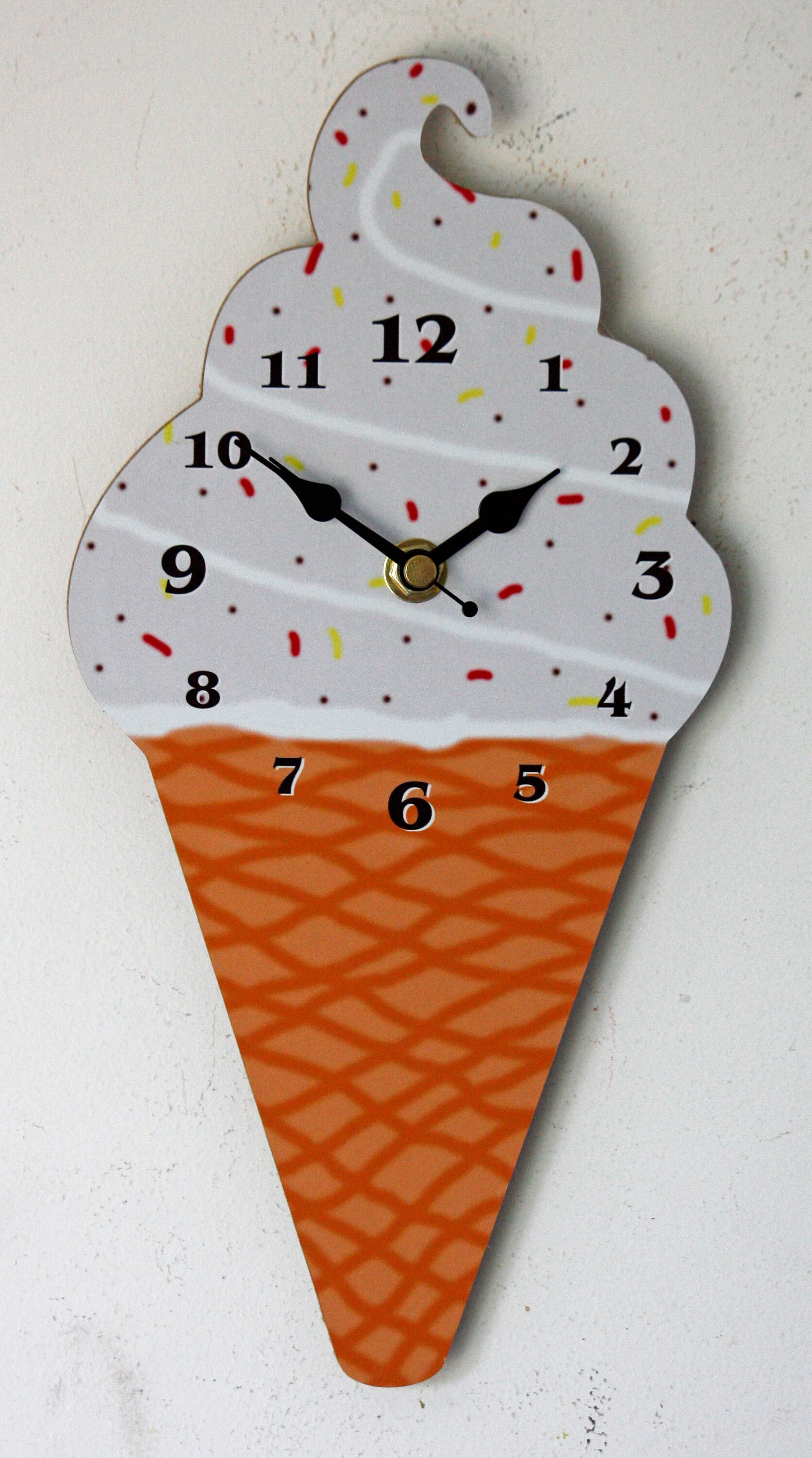 Ice Cream Clock 28cm High Ice Cream Cone Wall Clock by Picture That ...