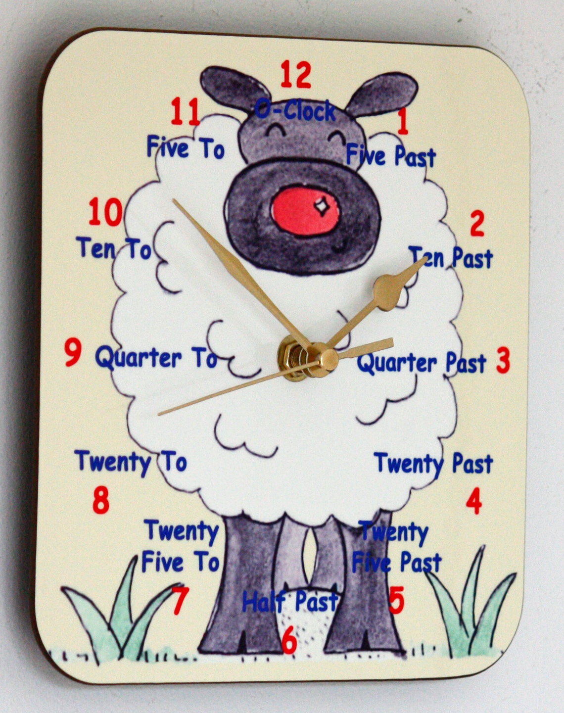 Sheep Clock Sheep Teaching Clock 19cm Square Wall Clock by Picture That ...