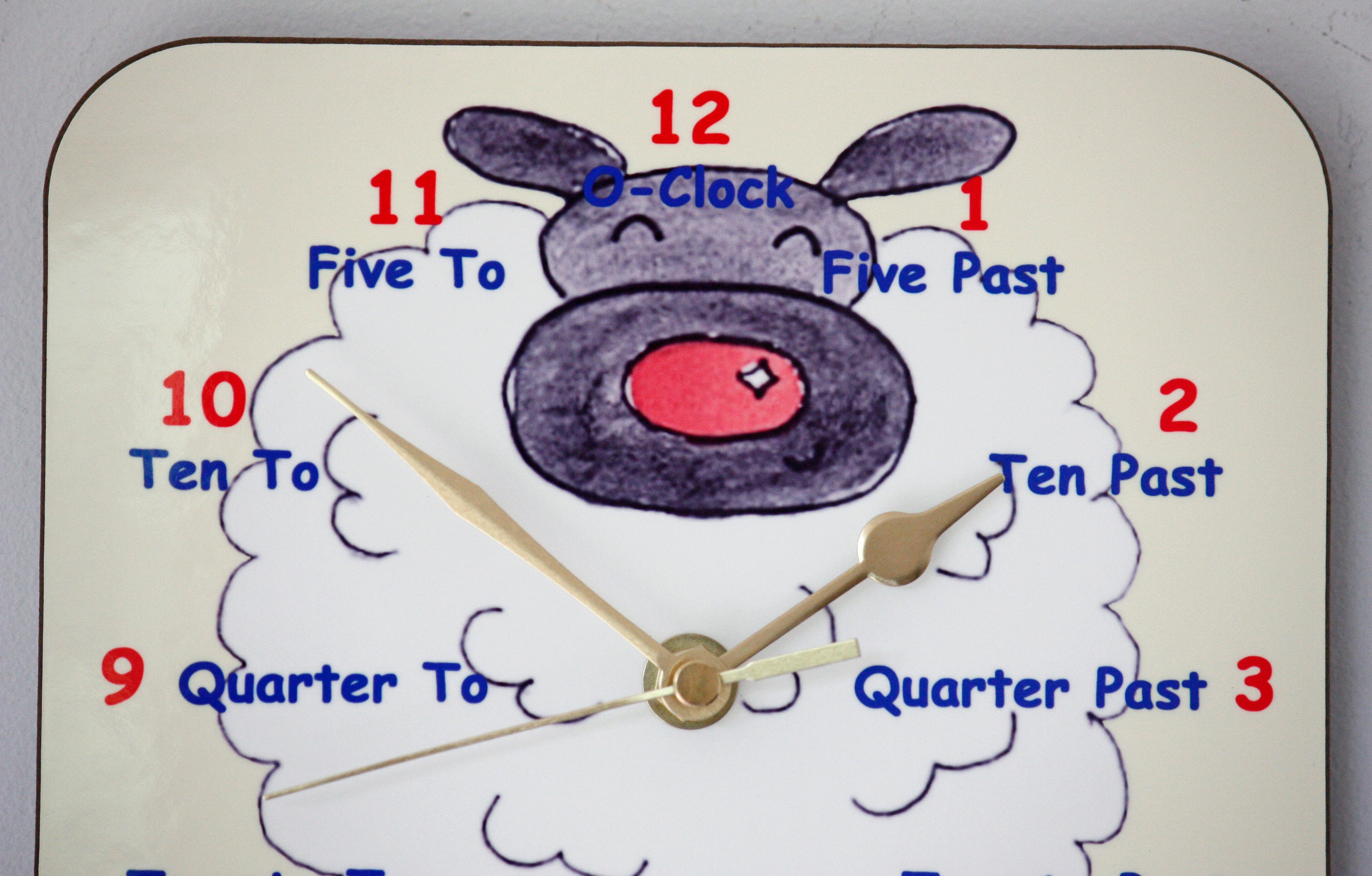 Sheep Clock Sheep Teaching Clock 19cm Square Wall Clock by Picture That ...